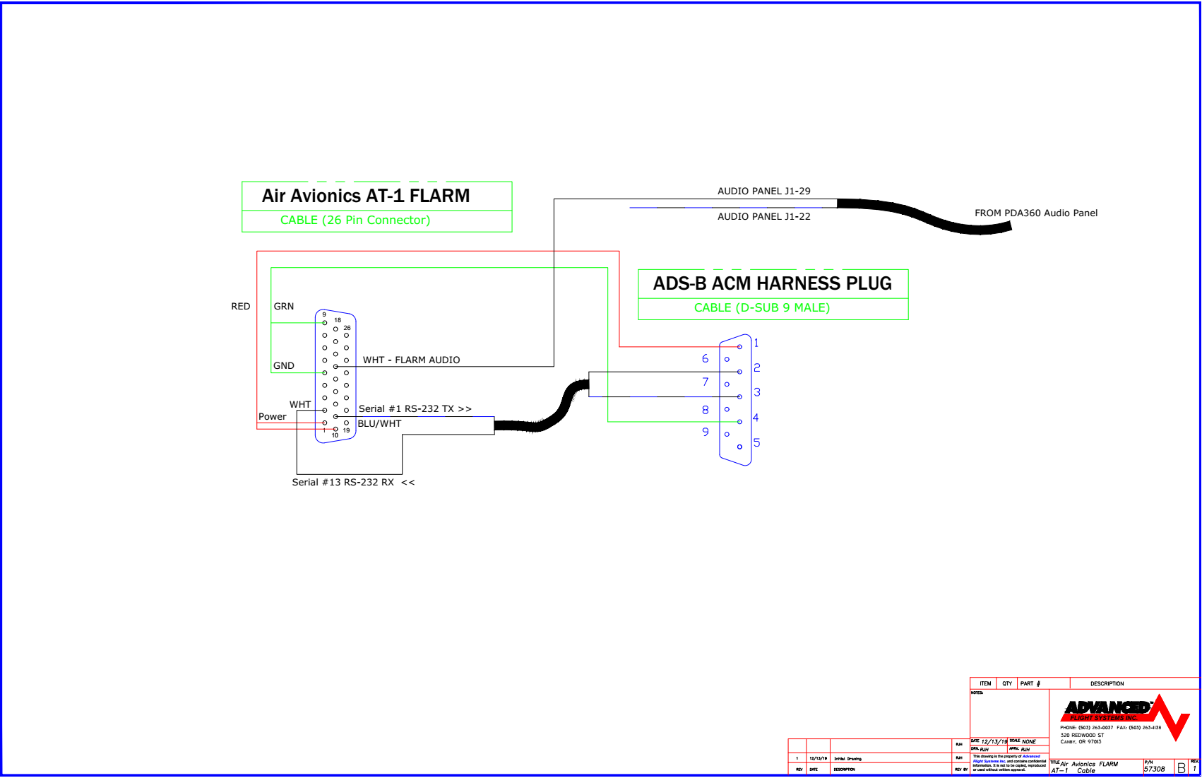 57308 R1 Flarm AT-1 Harness – Advanced Flight Systems