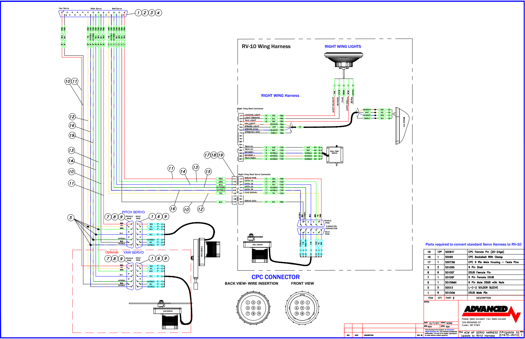 57475--RV10-Update ACM AP Servo Harness to RV10 – Advanced Flight Systems