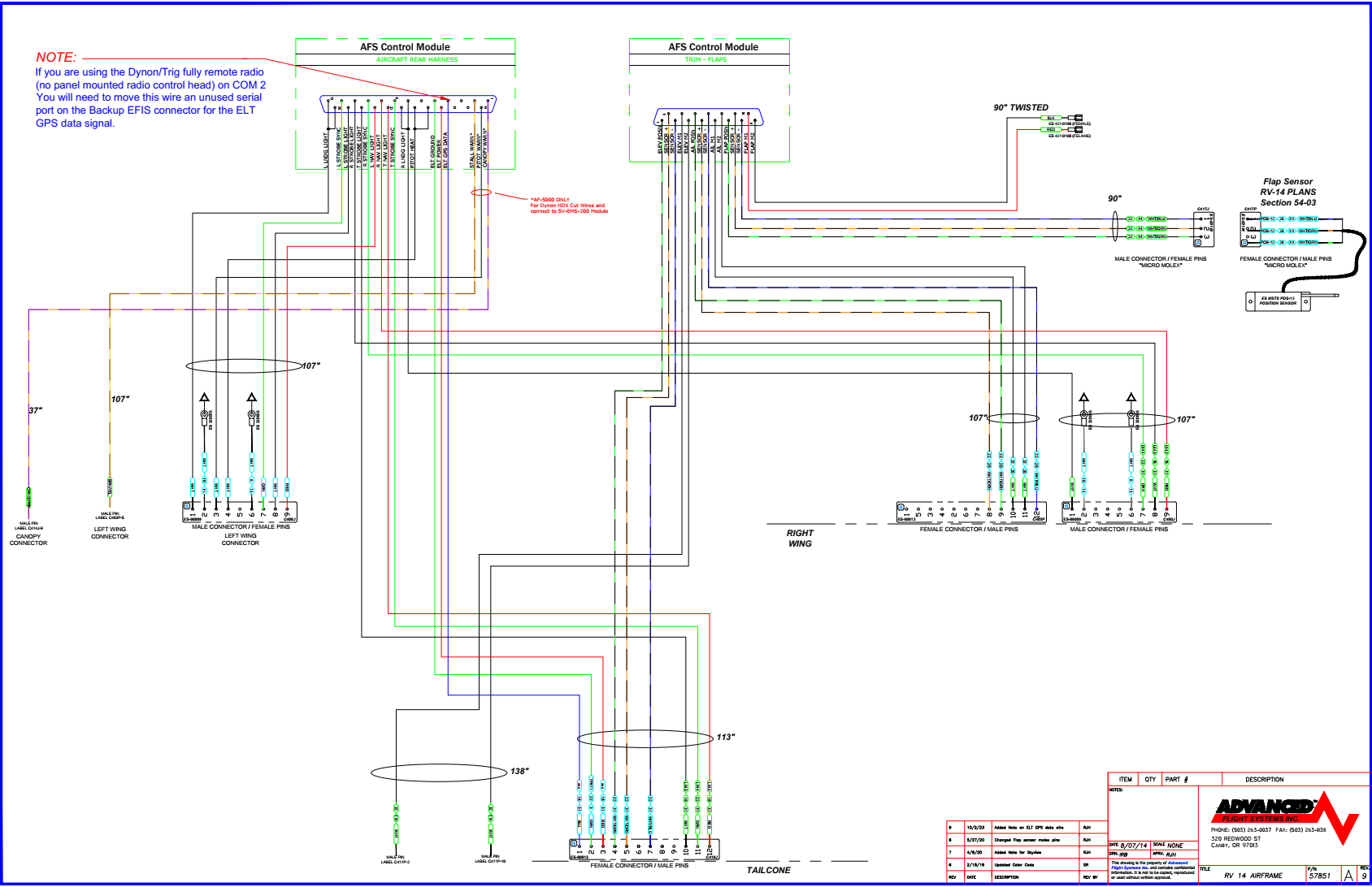 57851 R9 RV 14 AIRFRAME Wiring – Advanced Flight Systems